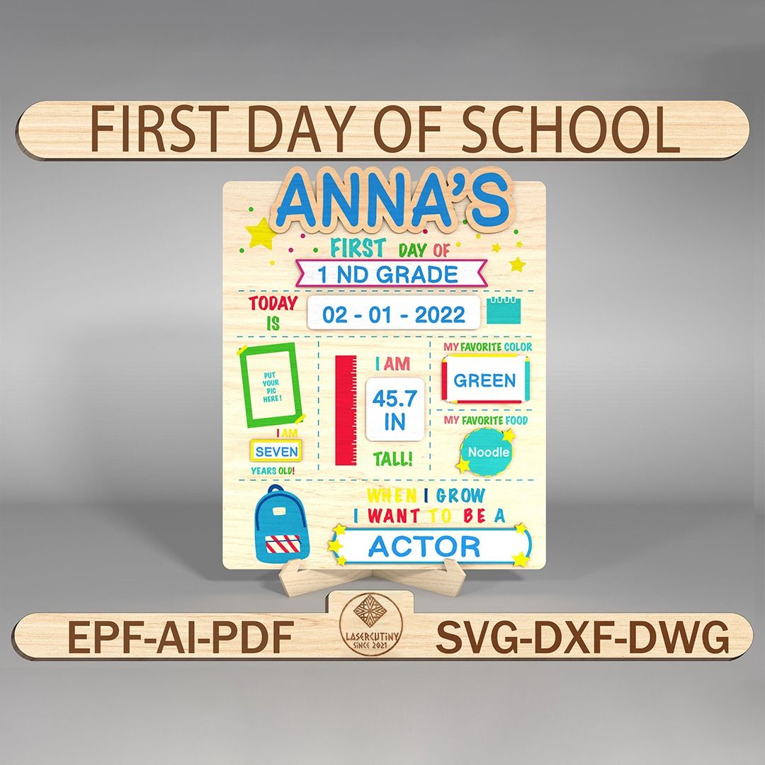 Personalized First and Last Day of School Sign Laser Cut SVG | Inspire ...