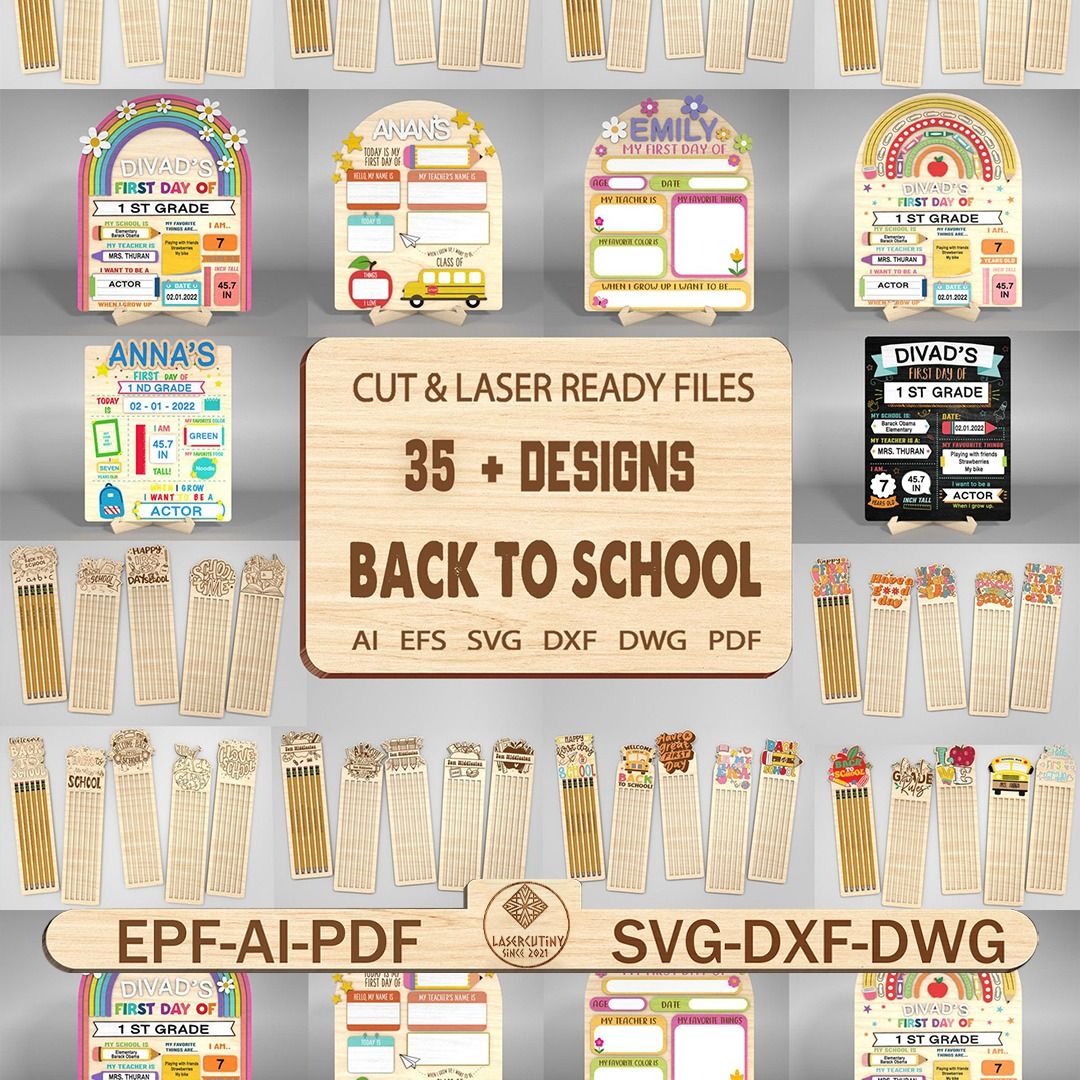 Personalized Back To School Sign Laser Cut SVG Bundle,Last D | Inspire ...