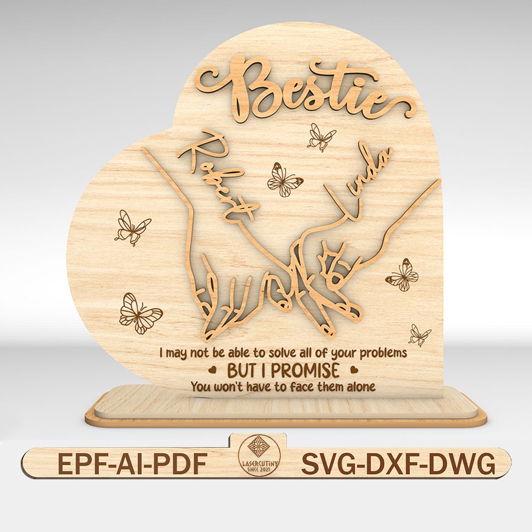 Personalized Bestie Hands Heart Sign SVG,Gift for Bestie,Bes | Inspire ...