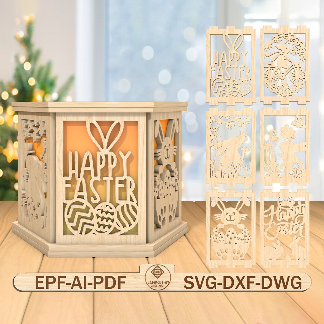 3D Easter Bunny Tea Light Holder Laser Cut File, Easter Rabb | Inspire ...