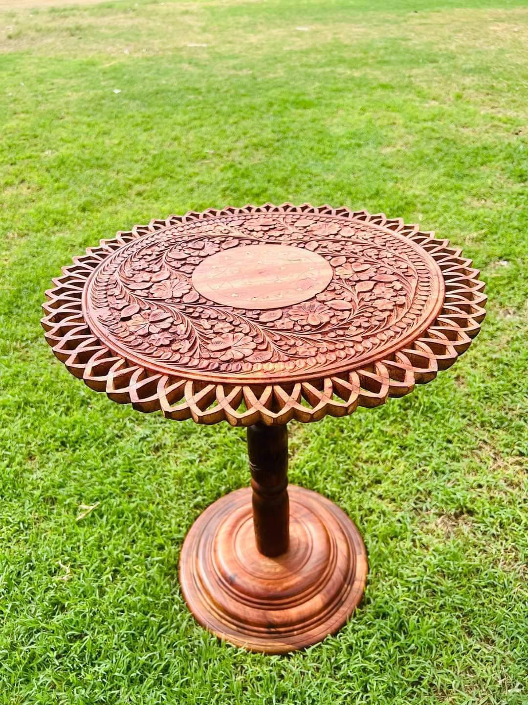 Handmade Round Coffee Table, Wooden Carved Table, Solid Wood | Inspire ...