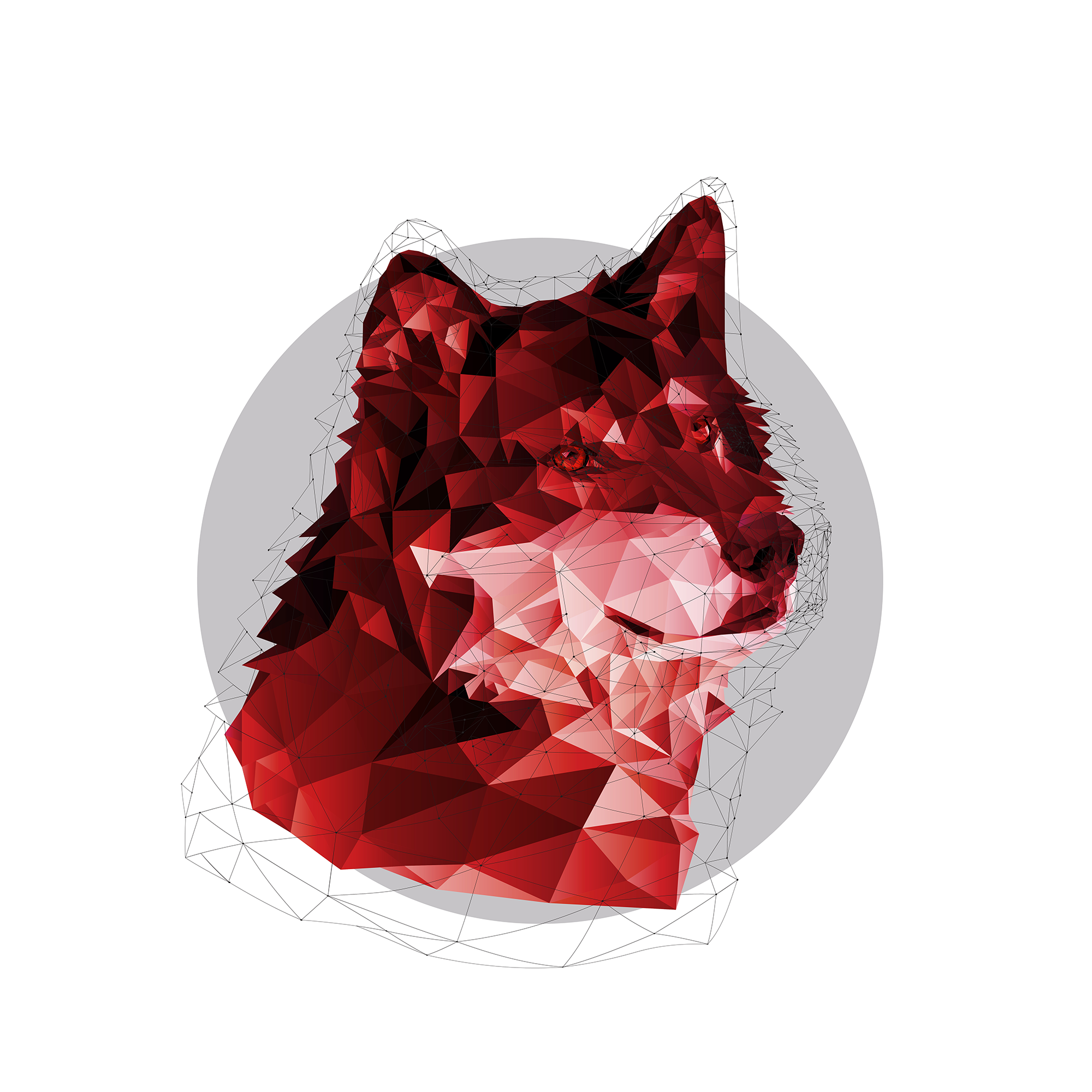 Gray Wolf Portrait - Crafted in Low Poly Art, Poster, Printa | Inspire ...