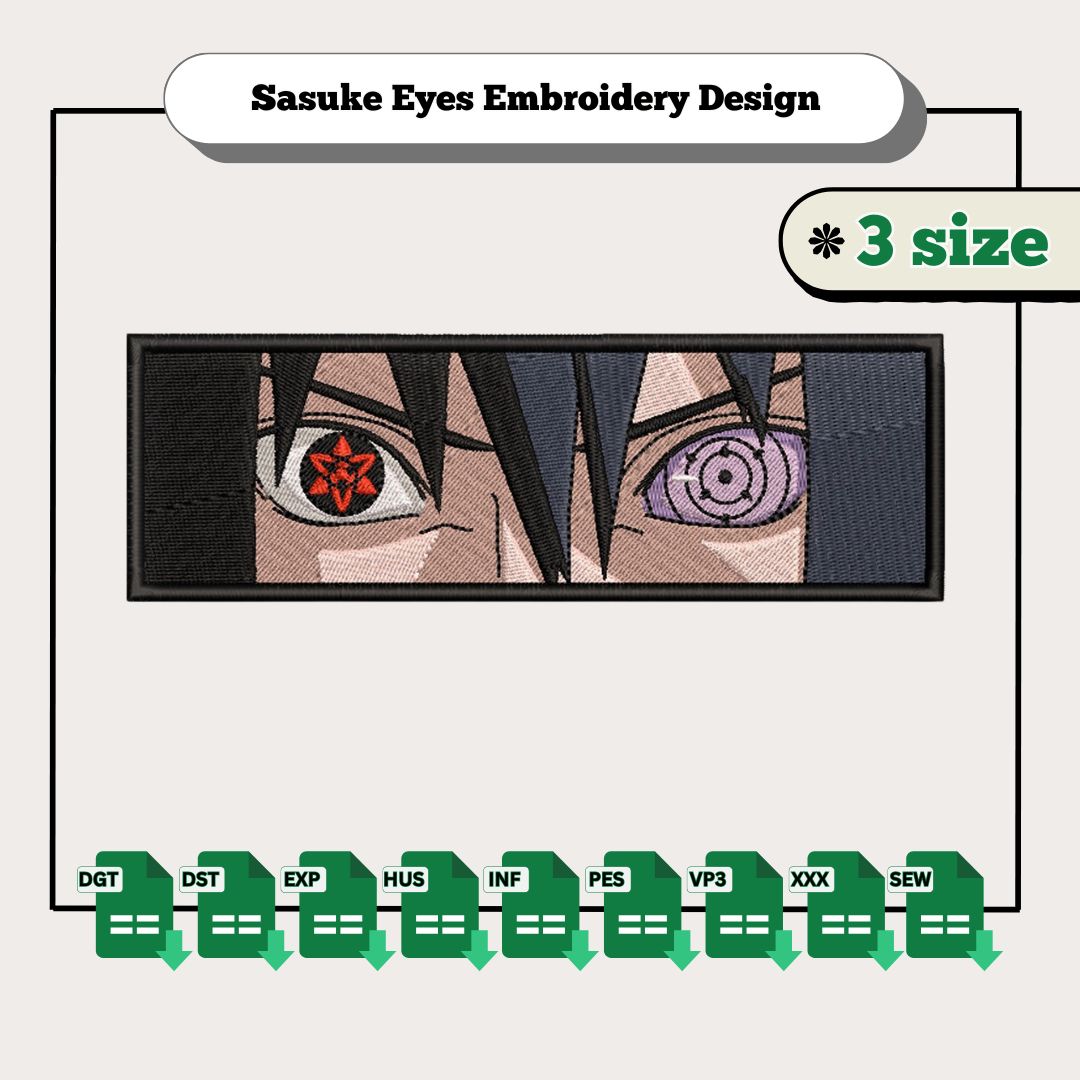 Sasuke Eyes Embroidery Design - Iconic Anime Face Digital Fi | Inspire ...