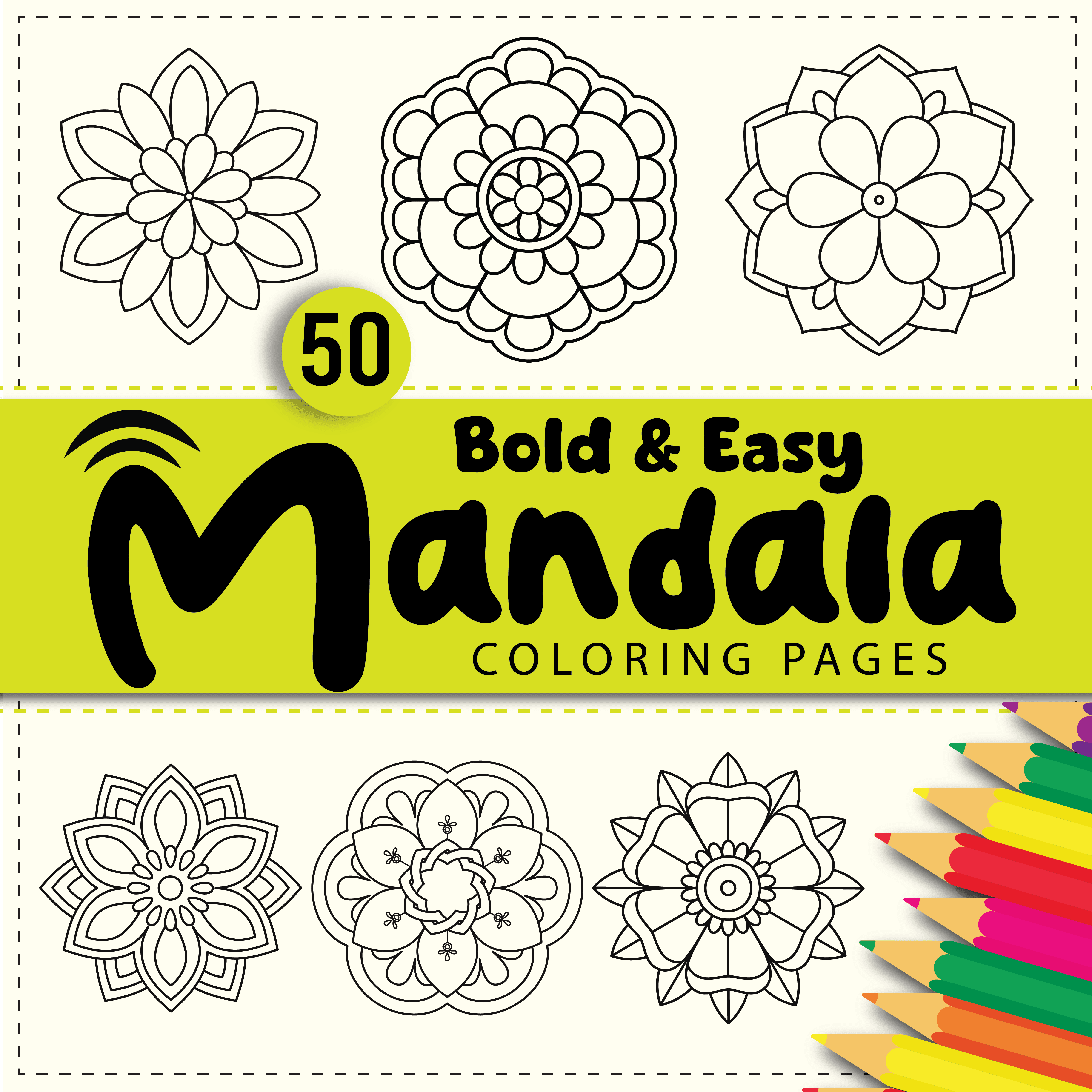50 Printable Bold & Easy Mandala Coloring Book For Kids And | Inspire ...
