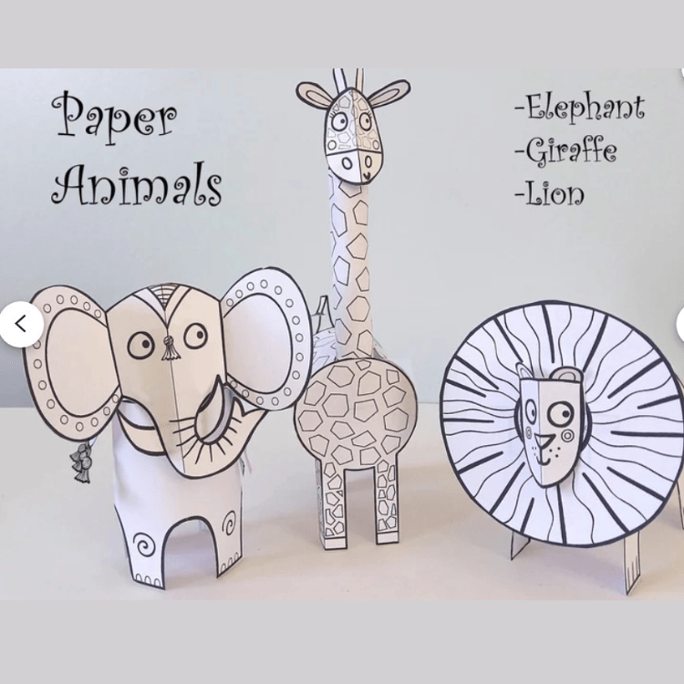 Paper Animals printable craft activity for kids, digital dow | Inspire ...