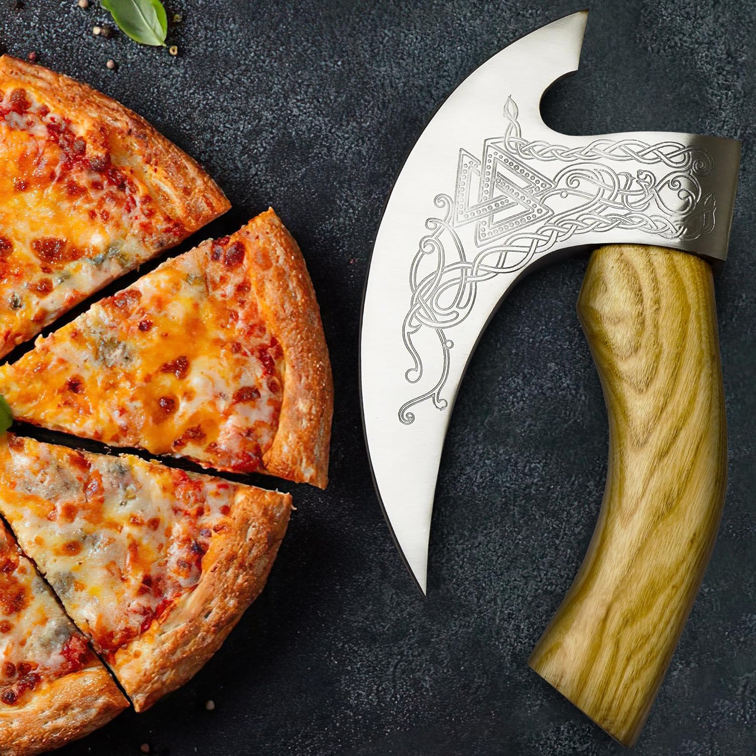 Unique Handmade Viking Pizza Cutter with Wooden Handle - Ult | Inspire ...
