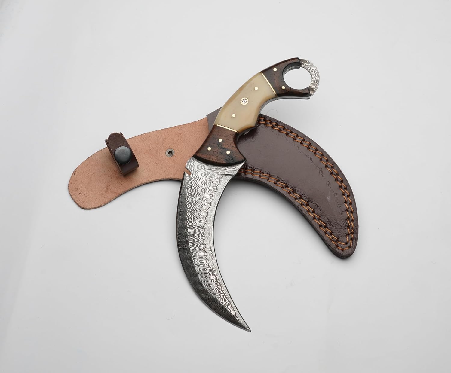 Karambit Knife | Ivory and Brown Handle & Damascus Steel Bla | Inspire ...