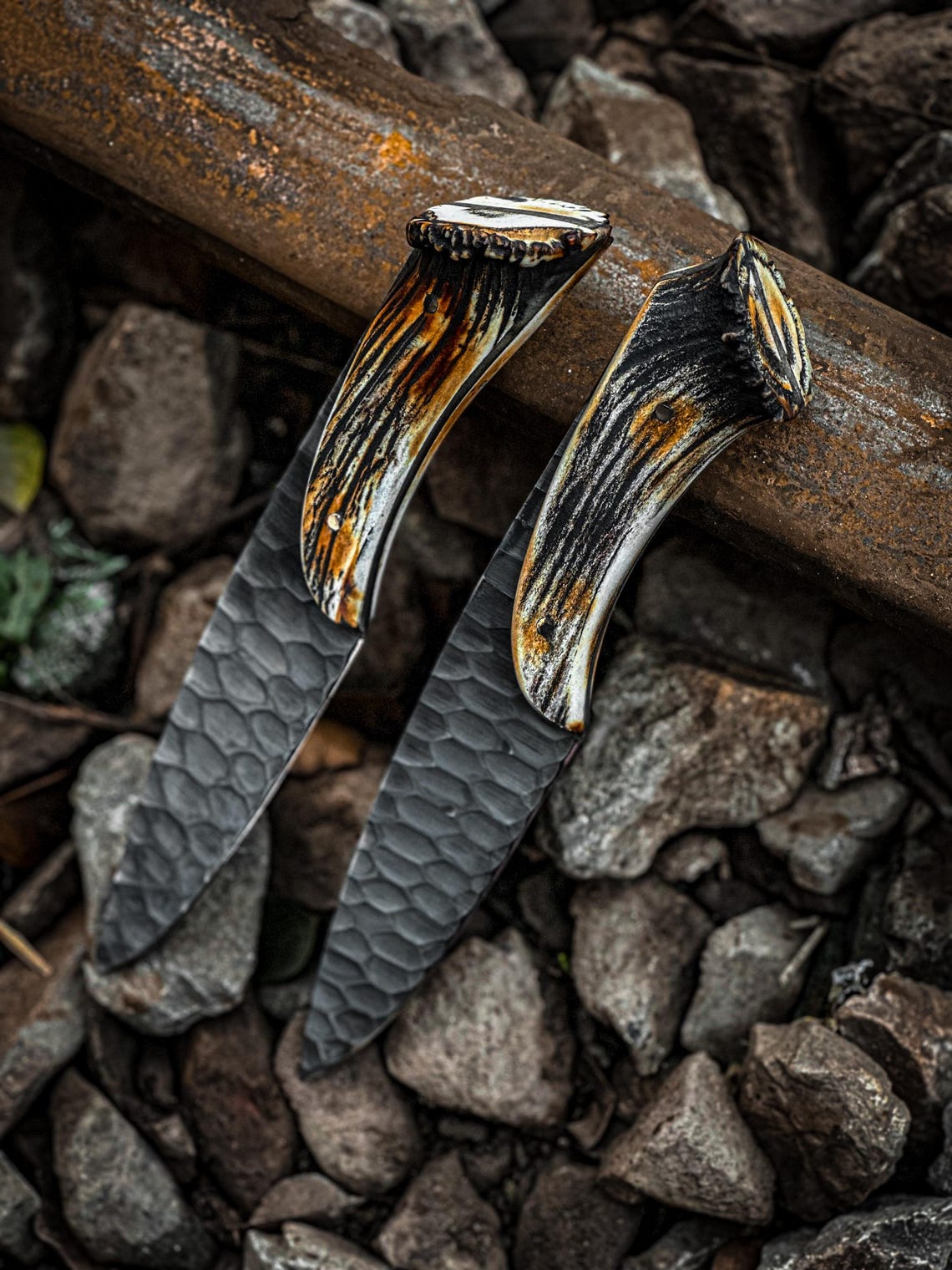 Pair of Beautiful Crown Stag handle knife, Handmade Antler K | Inspire ...