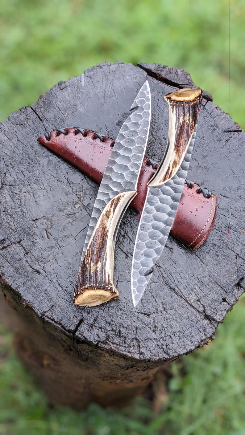 Pair of Beautiful Crown Stag handle knife, Handmade Antler K | Inspire ...