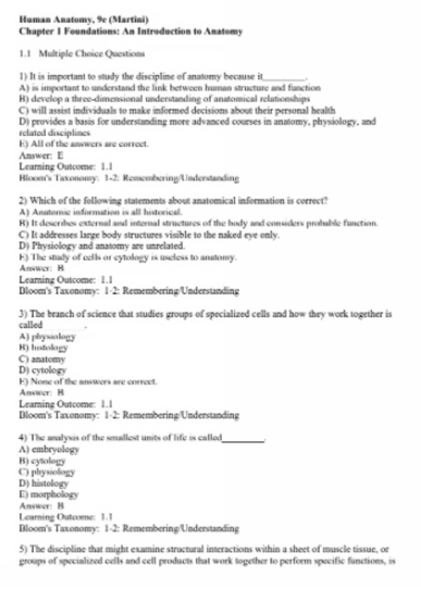Test bank Human Anatomy 9th Edition Martini Tallitsch Nath | Inspire Uplift