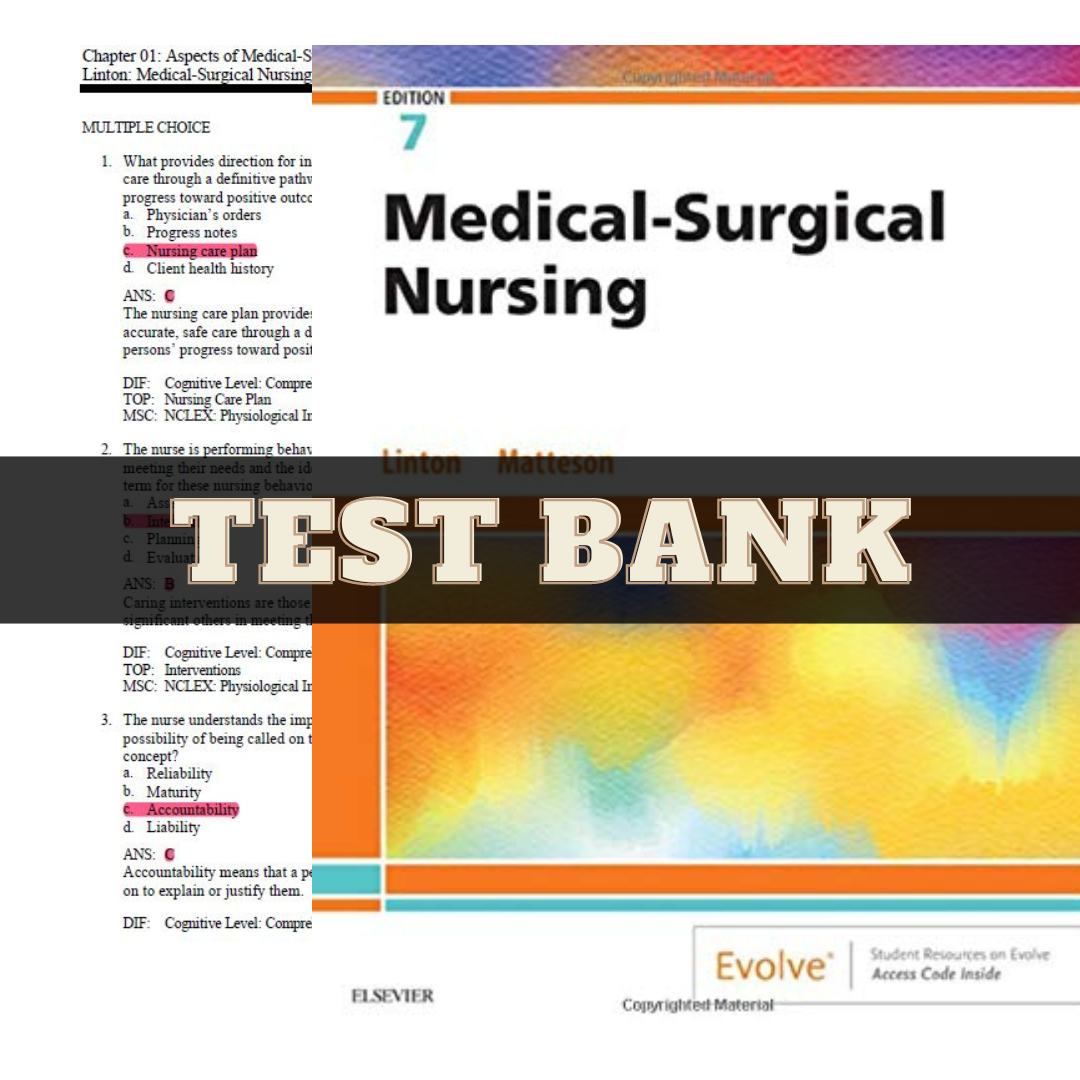Latest 2024 Medical Surgical Nursing 7th Edition by Linton T | Inspire ...