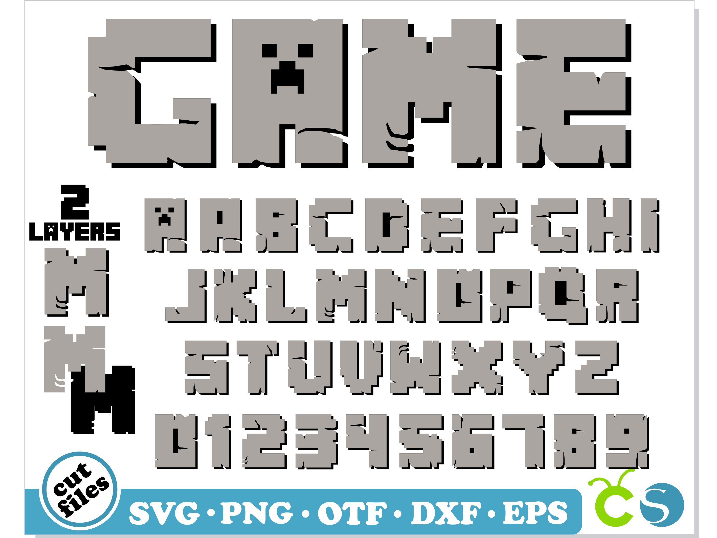 Minecraft Font SVG Cricut Layered, Minecraft font OTF, Minec | Inspire ...