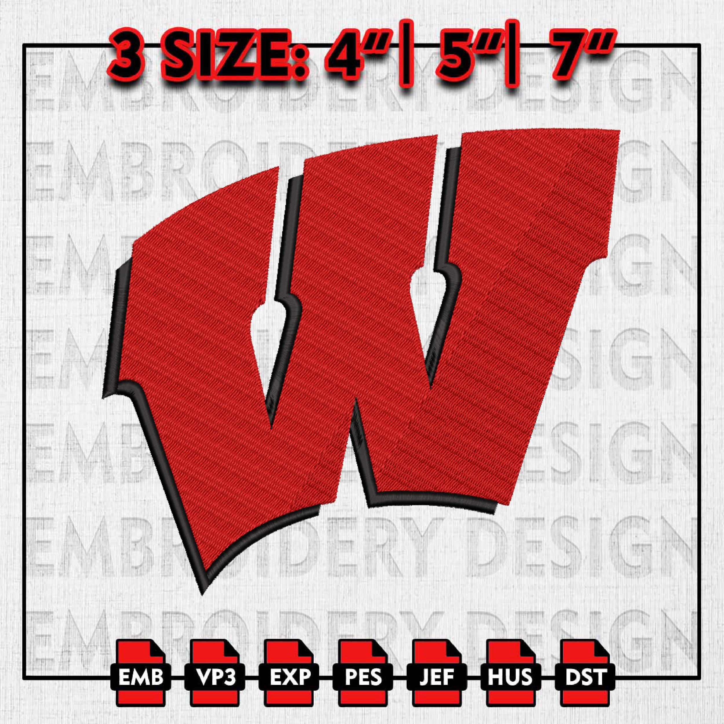 Wisconsin Badgers Football Team Embroidery file, NCAAF teams | Inspire ...