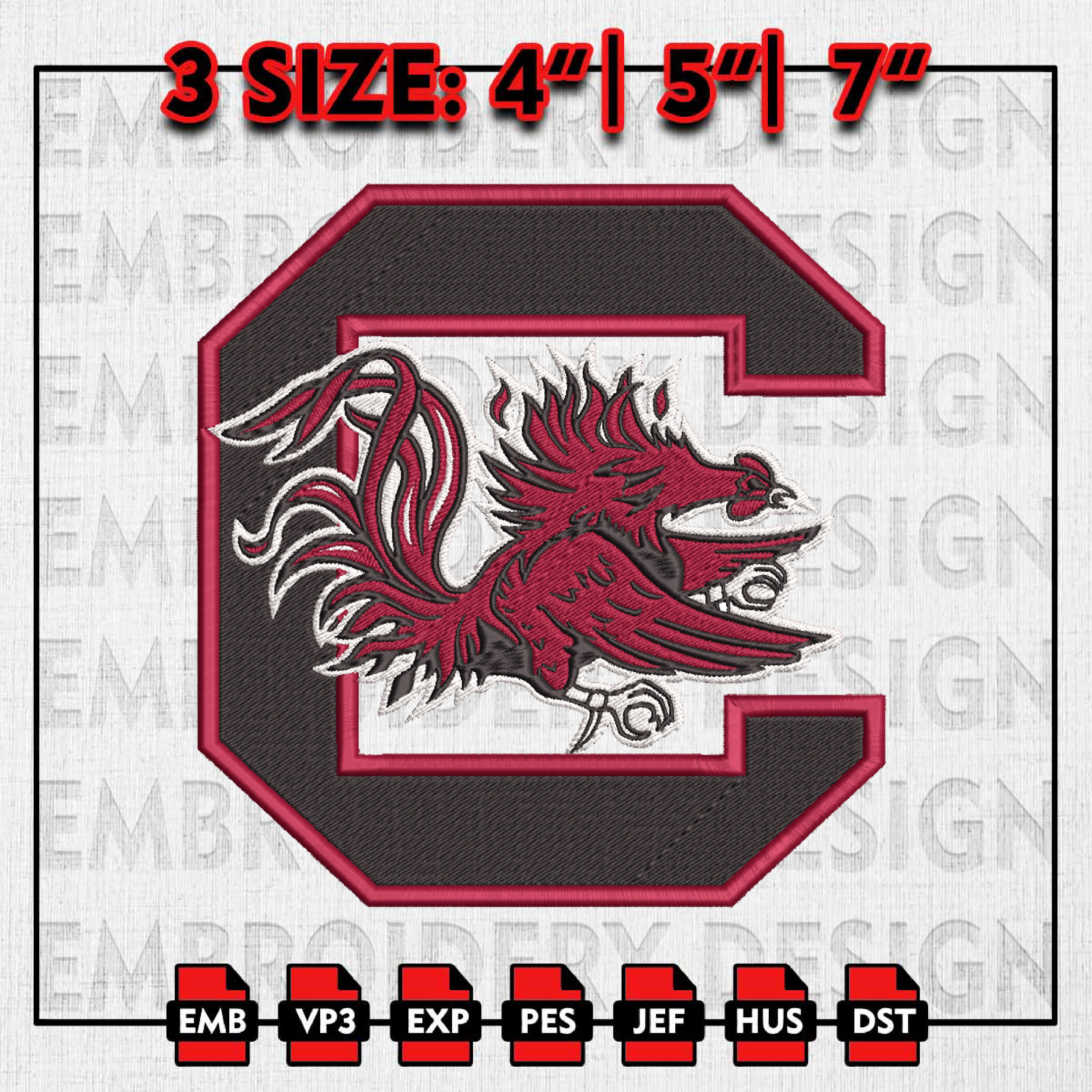South Carolina Gamecocks Football Team Embroidery file, NCAA | Inspire ...