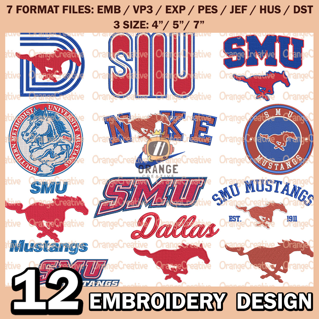 12 SMU Mustangs Logo Bundle Emb files, NCAA SMU Mustangs Bun | Inspire ...