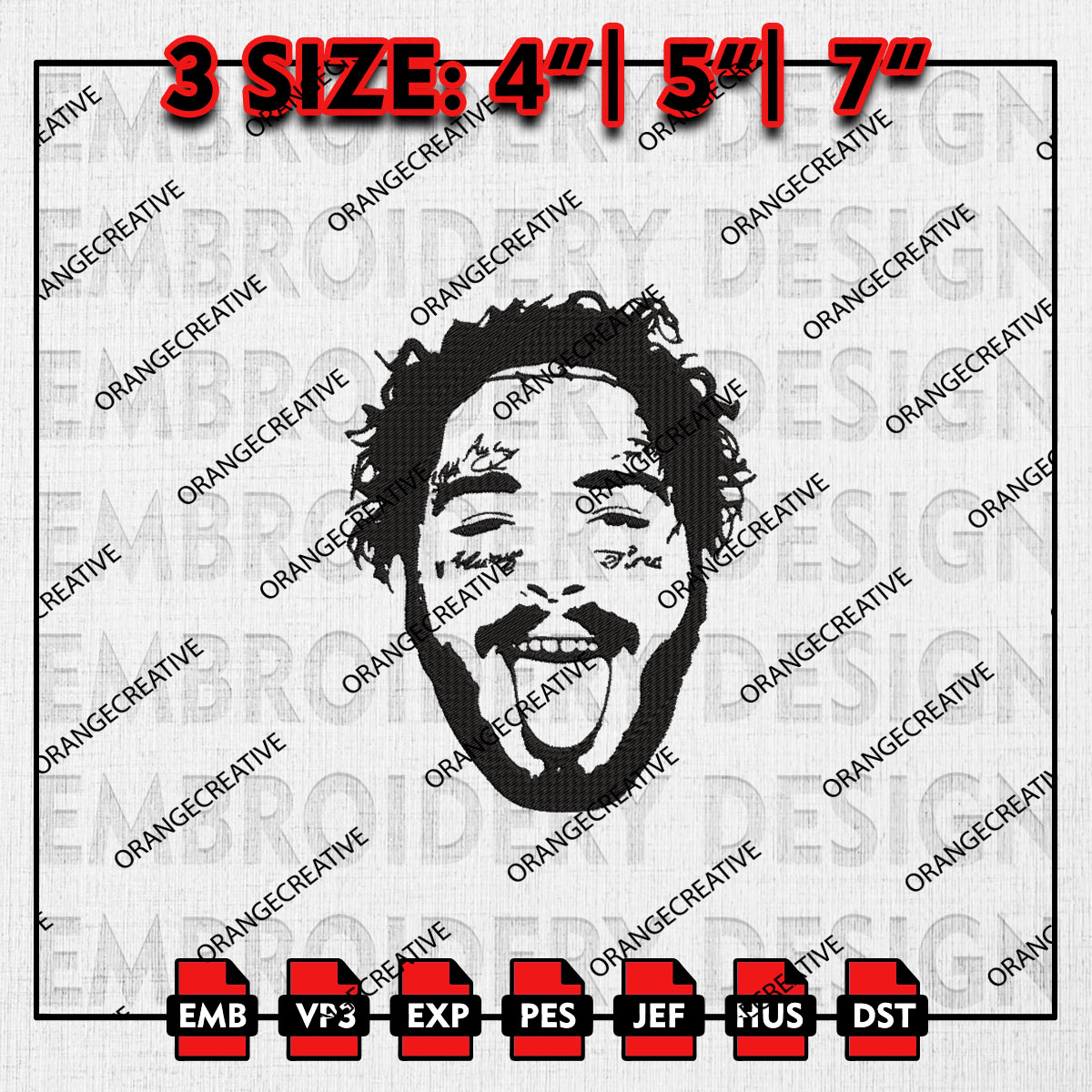 Post Malone Singer Face Embroidery Design, Post Malone Singe | Inspire ...