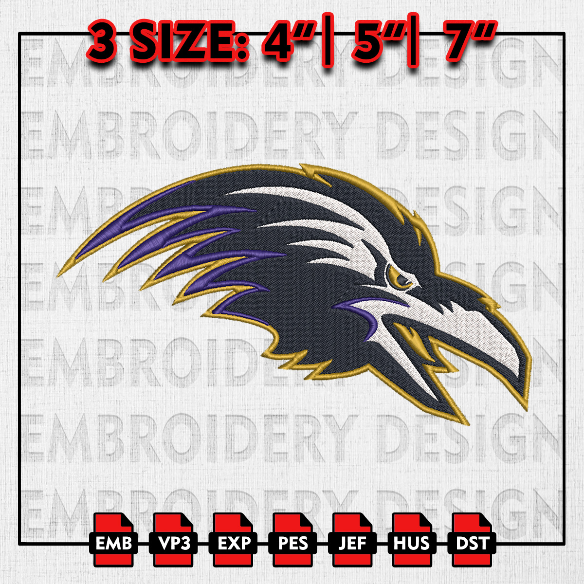 NFL Baltimore Ravens Embroidery file, NFL teams Embroidery D | Inspire ...