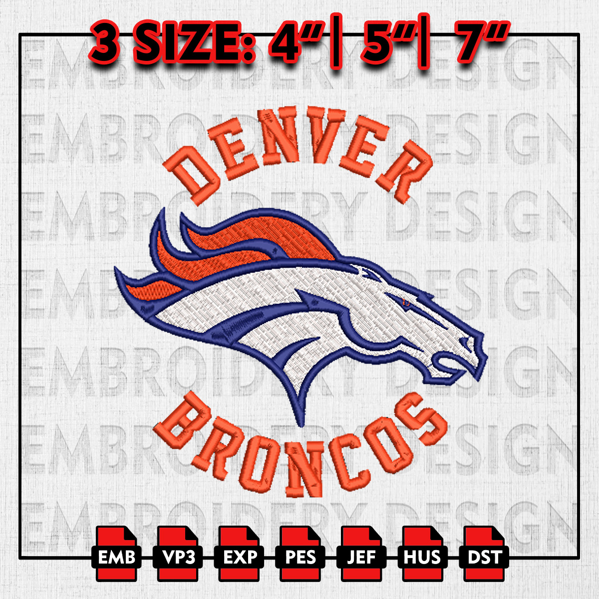Denver Broncos Logo embroidery design, NFL teams Embroidery | Inspire ...