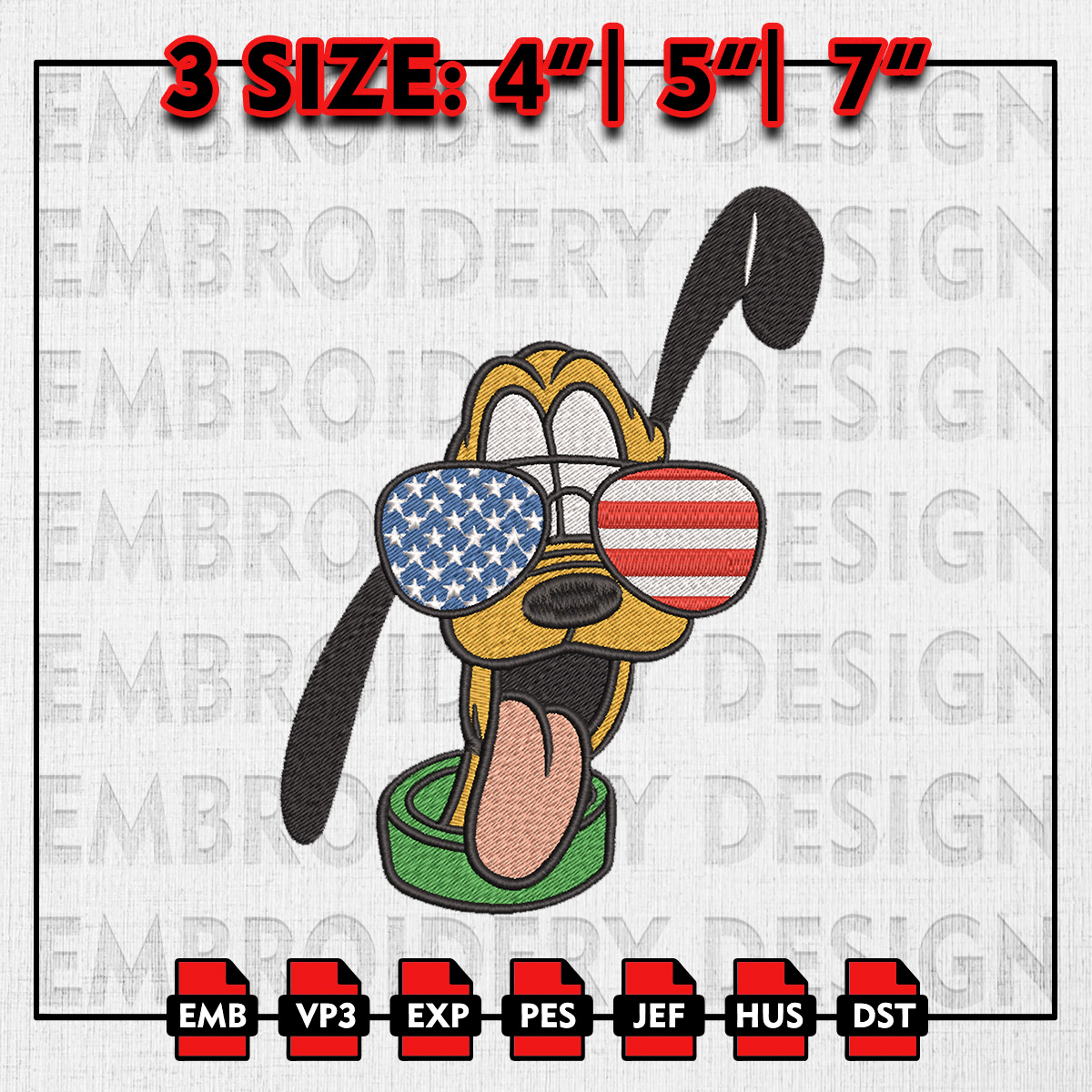 Disney Pluto Fourth Of July Embroidery file, Independence Da | Inspire ...