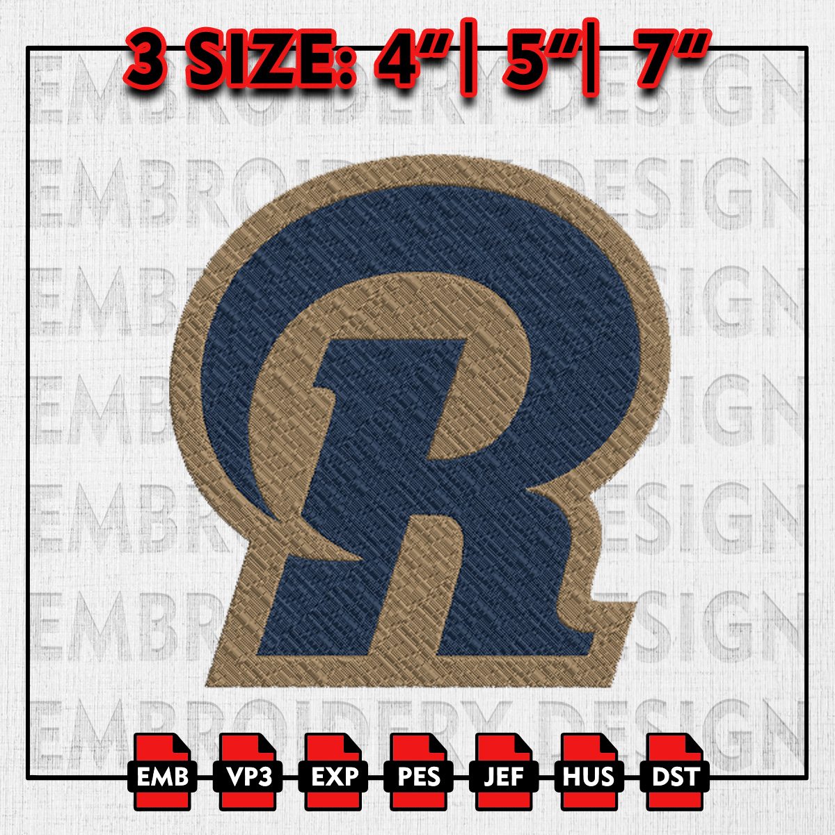 NFL Rams Embroidery Files, NFL Los Angeles Rams Logo, NFL te | Inspire ...