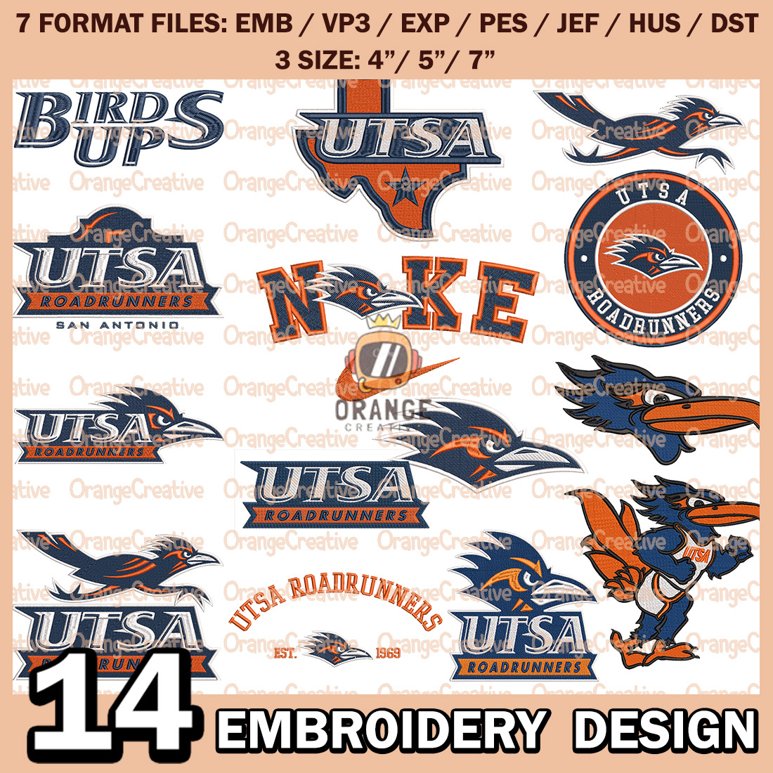 14 UTSA Roadrunners Logo Bundle Emb files, NCAA Bundle Embro | Inspire ...