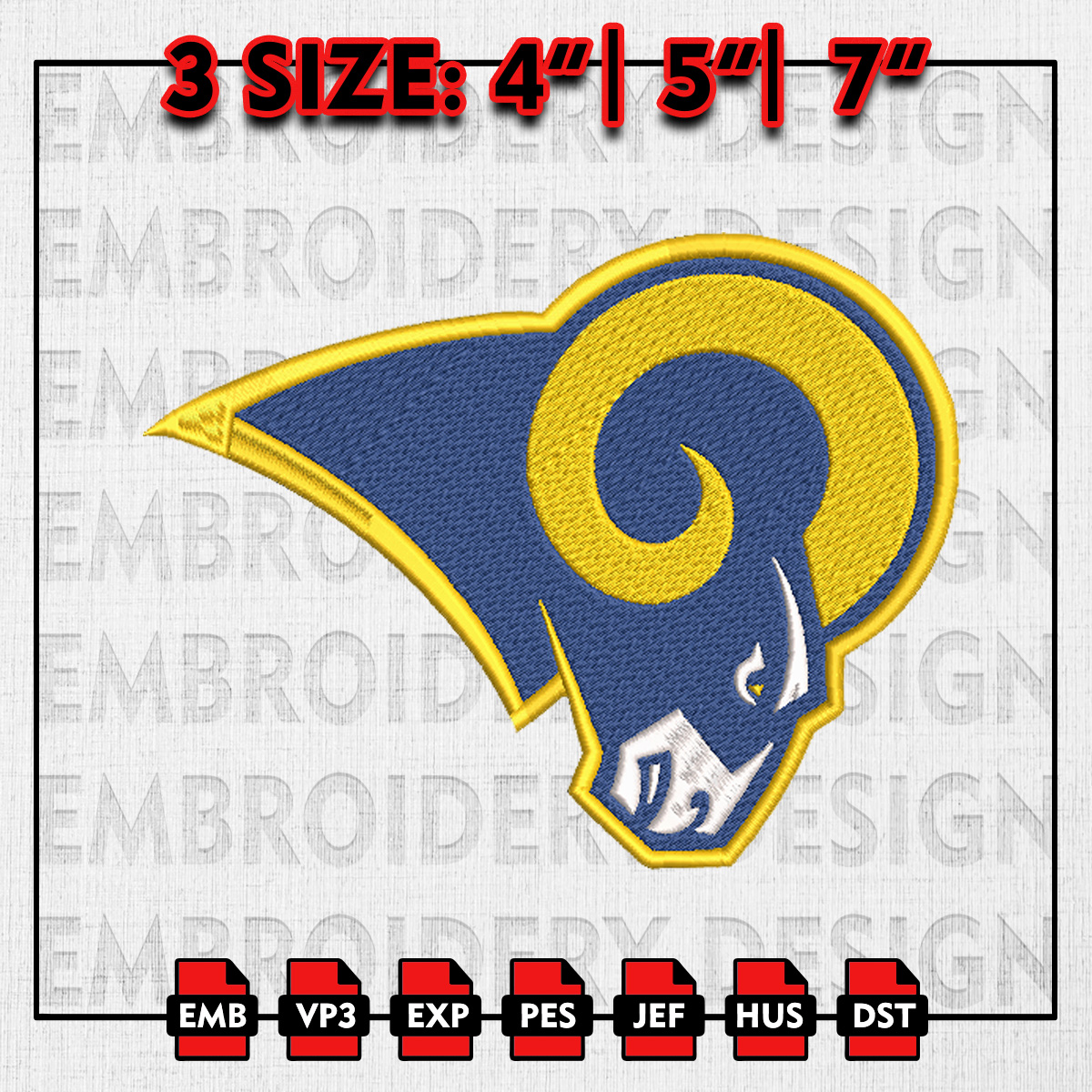 NFL L.A Rams Embroidery Designs, NFL Rams Logo, NFL teams Em | Inspire ...