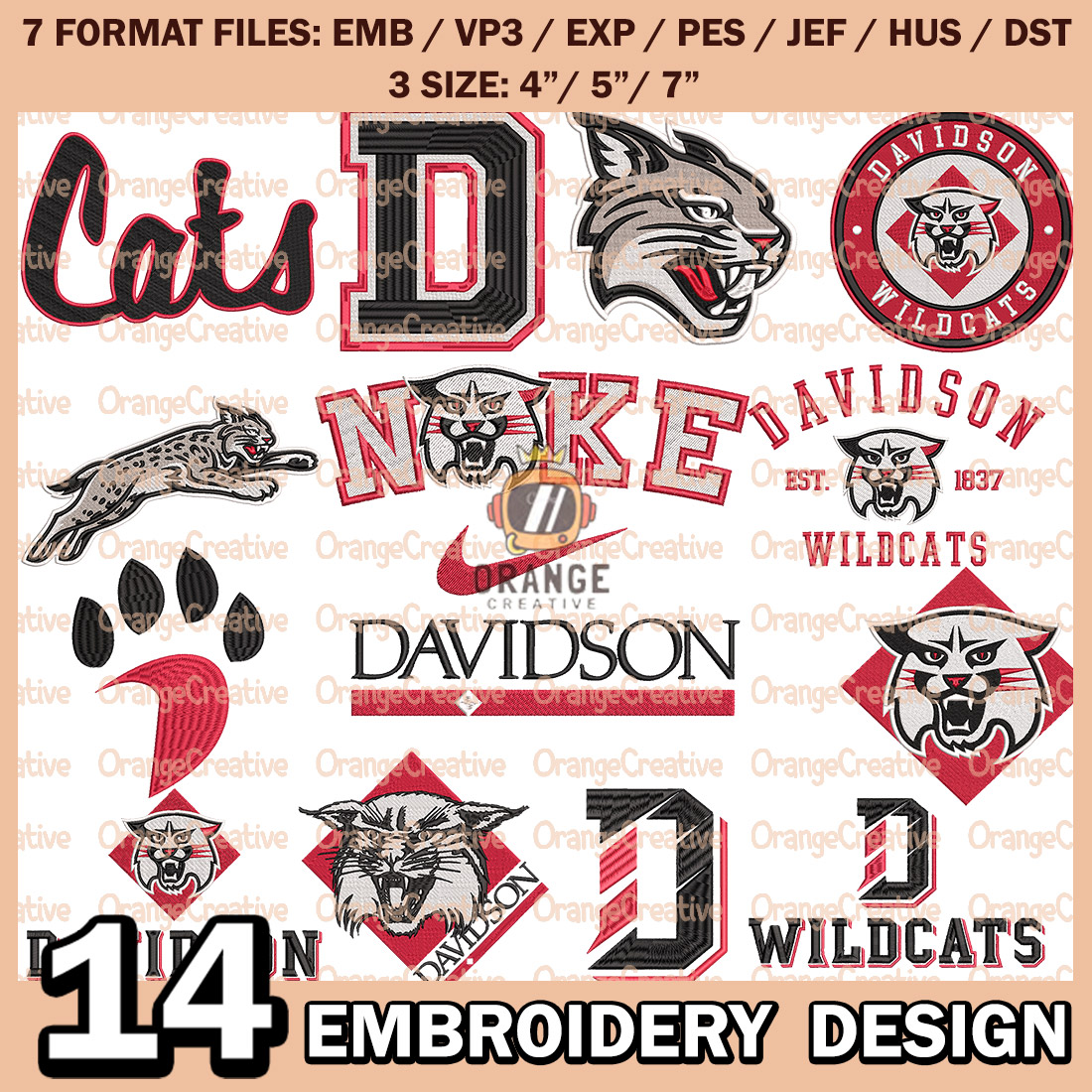 14 Davidson Wildcats Logo Bundle Emb files, NCAA Davidson Bu | Inspire ...