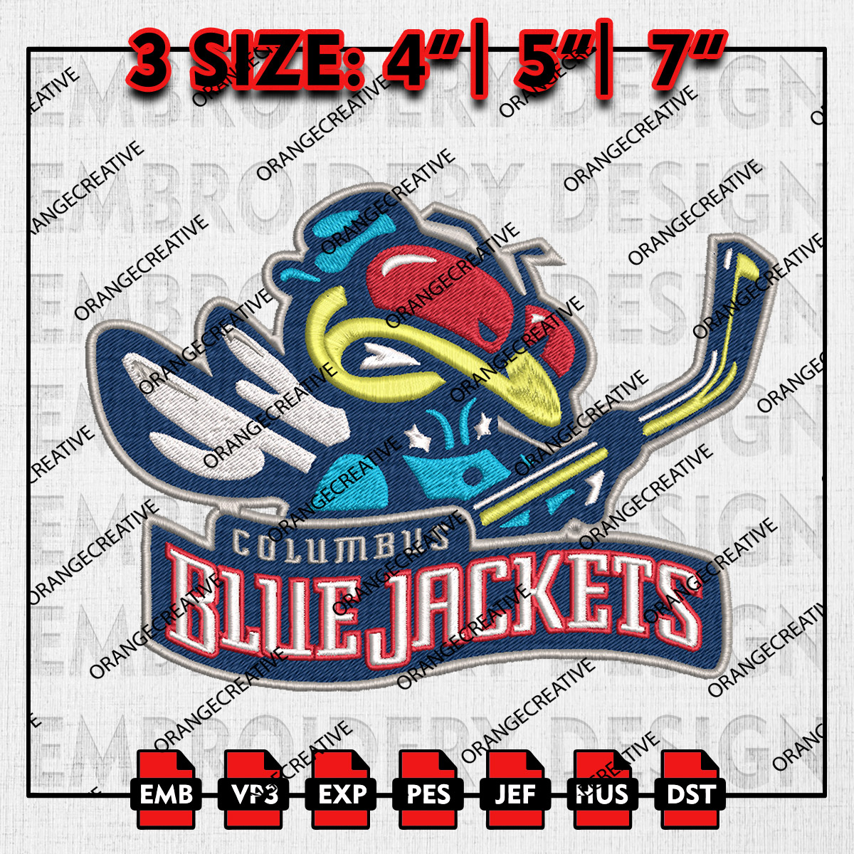 Columbus Blue Jackets Mascot Logo Embroidery files, NHL Team | Inspire ...