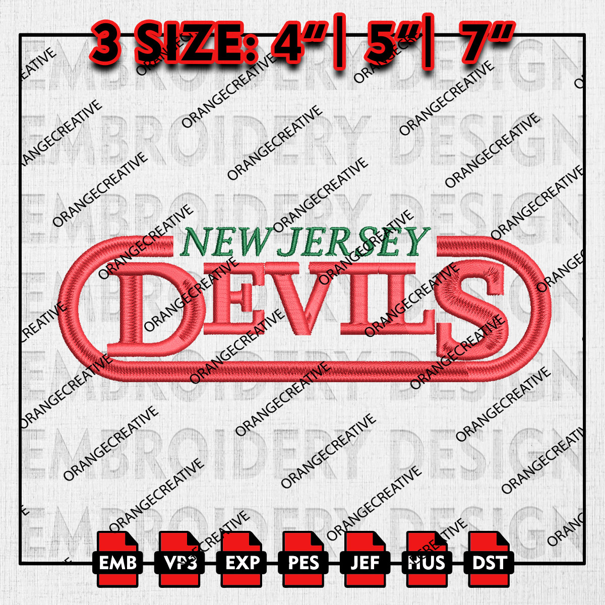 New Jersey Devils Word Logo Embroidery files, NHL New Jersey | Inspire ...