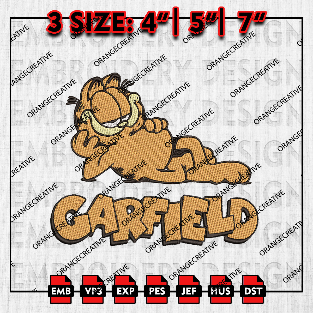 Garfiled The Cat Emb Design, Garfield Embroidery Files, Cart | Inspire ...