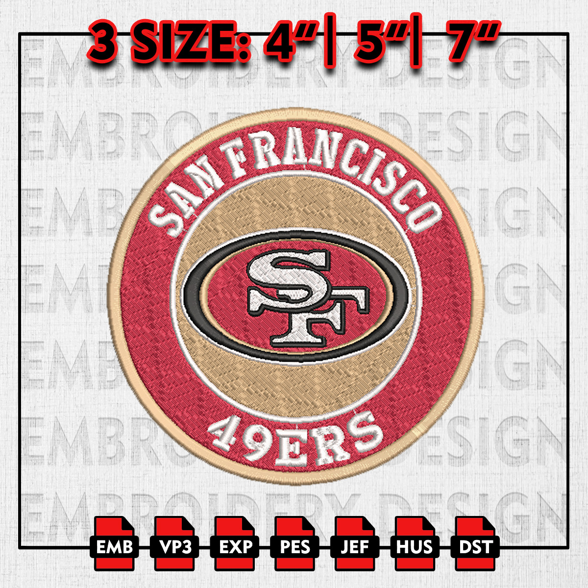 NFL 49ers Logo Embroidery Designs, San Francisco 49ers, NFL | Inspire ...