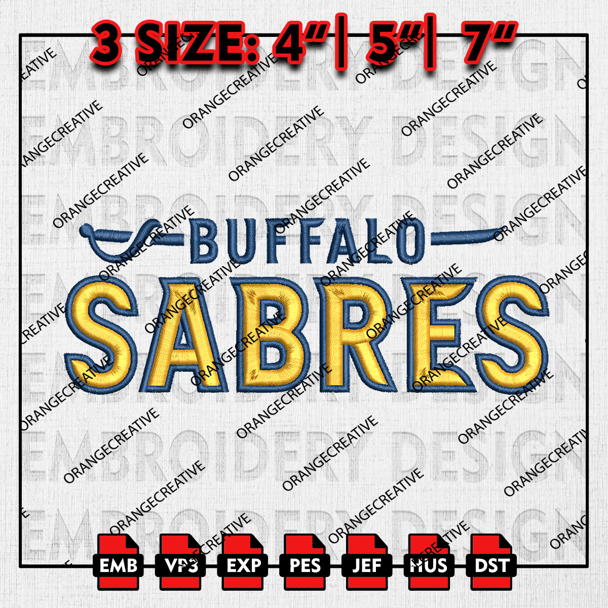 NHL Sabres Team Writing Logo Embroidery files, NHL Embroider | Inspire ...
