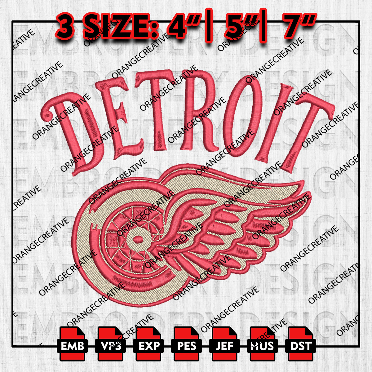 Detroit Red Wings Mascot Word Logo Embroidery files, NHL Emb | Inspire ...