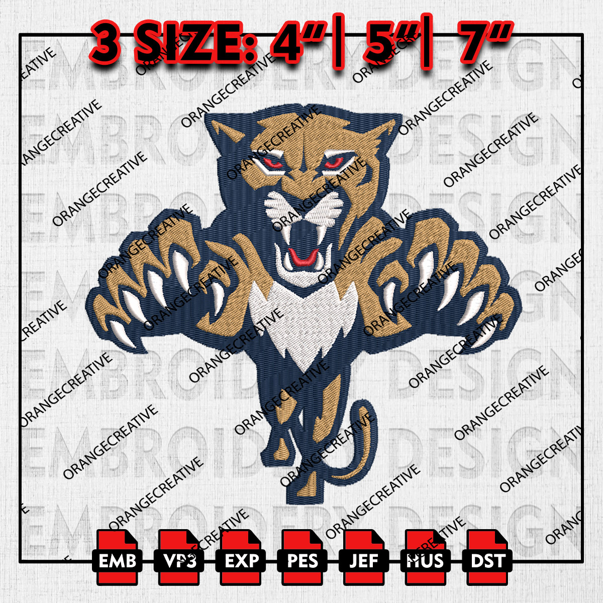 Florida Panthers Mascot NHL Logo Embroidery files, NHL Team | Inspire ...