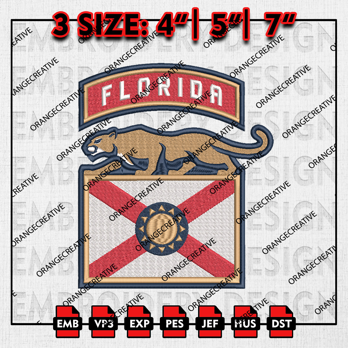 Florida Panthers Word Mascot Logo Embroidery files, NHL Logo | Inspire ...