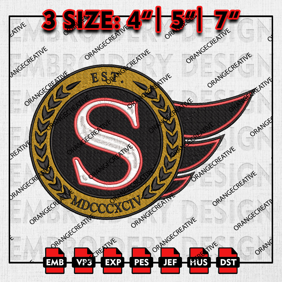 Ottawa Senators S Sign Logo Embroidery files, NHL Logo Embro | Inspire ...
