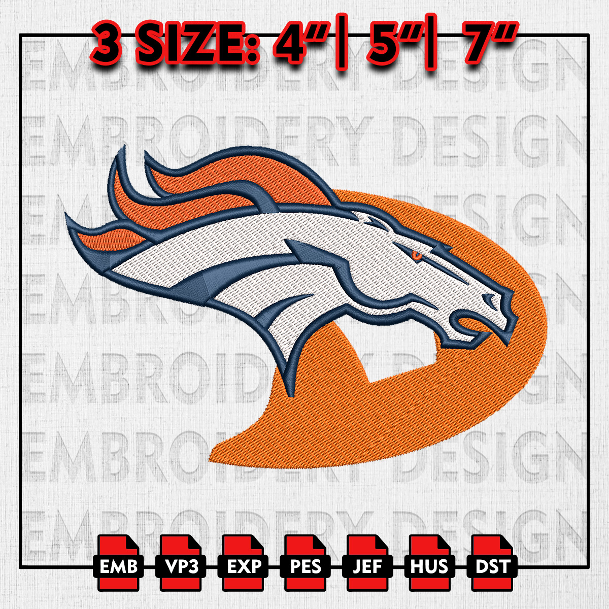Denver Broncos embroidery files, NFL teams Embroidery Design | Inspire ...