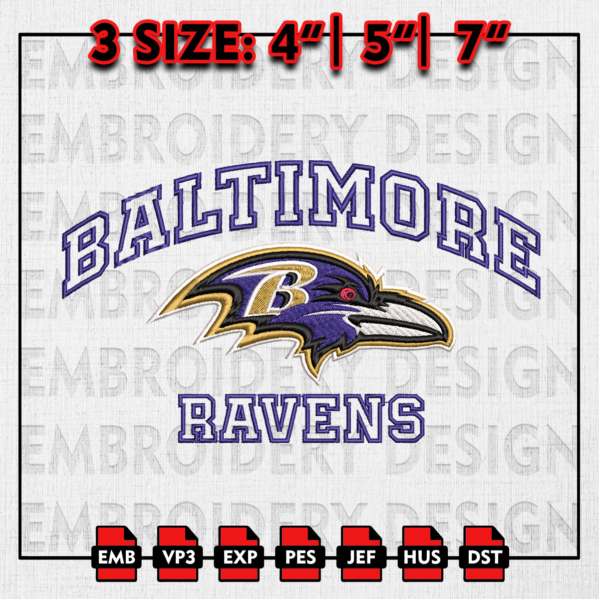NFL Baltimore Ravens Logo Embroidery Design, NFL Ravens Embr | Inspire ...