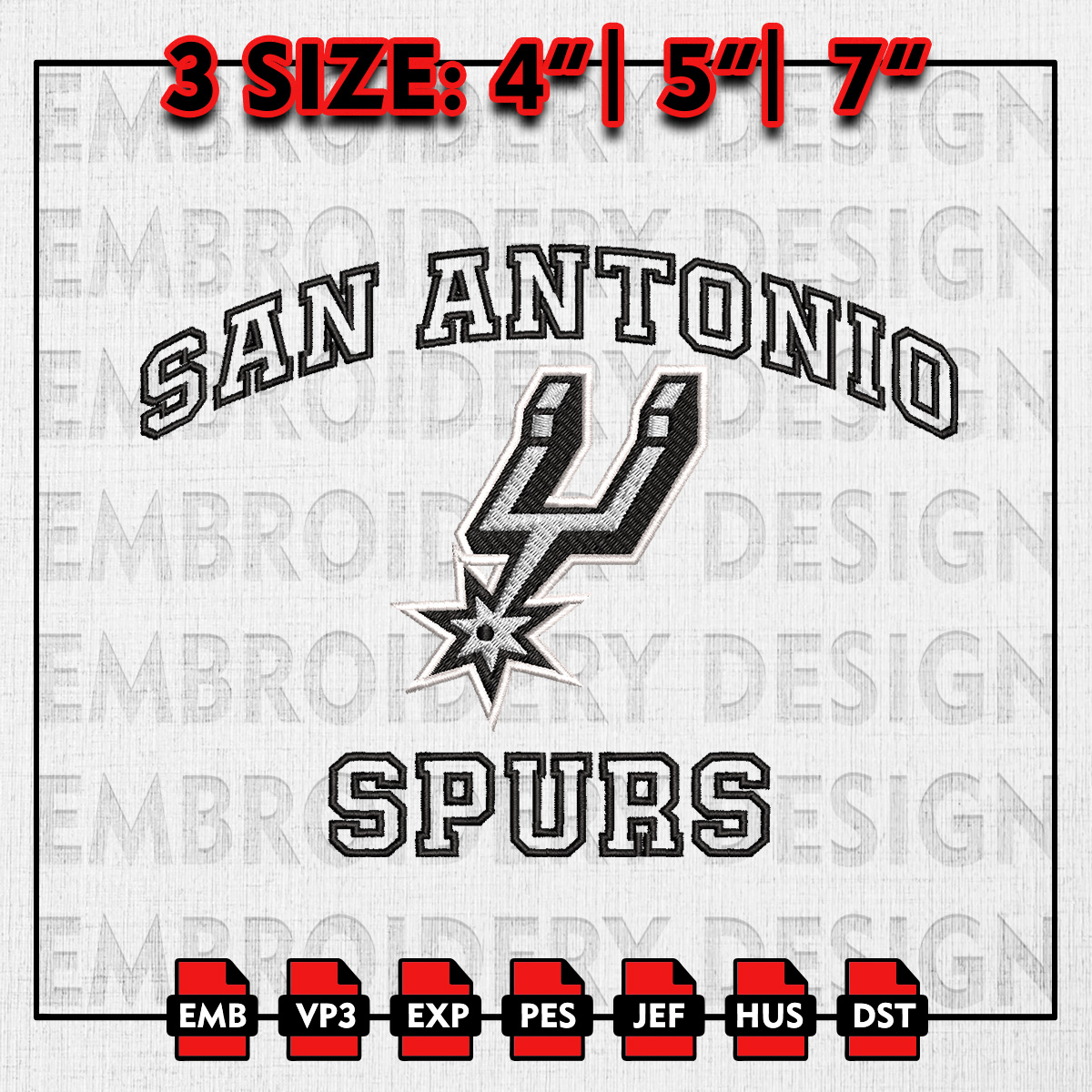 NBA San Antonio Spurs Embroidery Files, NBA teams, NBA Spurs | Inspire ...