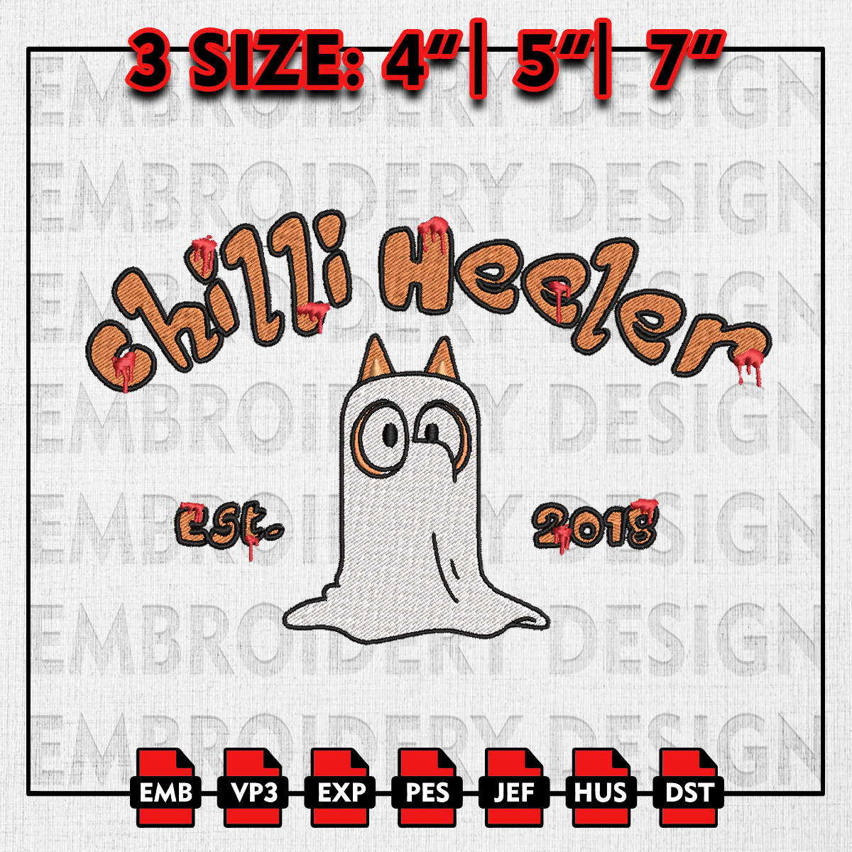 Bluey Chilli Heeler Est Hallowee Embroidery files, Halloween | Inspire ...