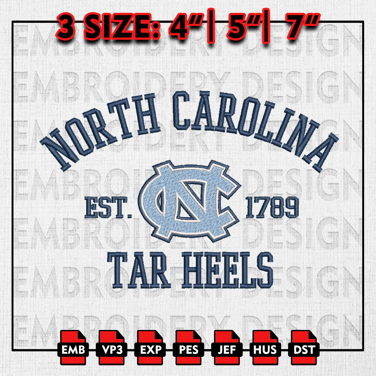 North Carolina Tar Heels Embroidery files, NCAA Embroidery D | Inspire ...