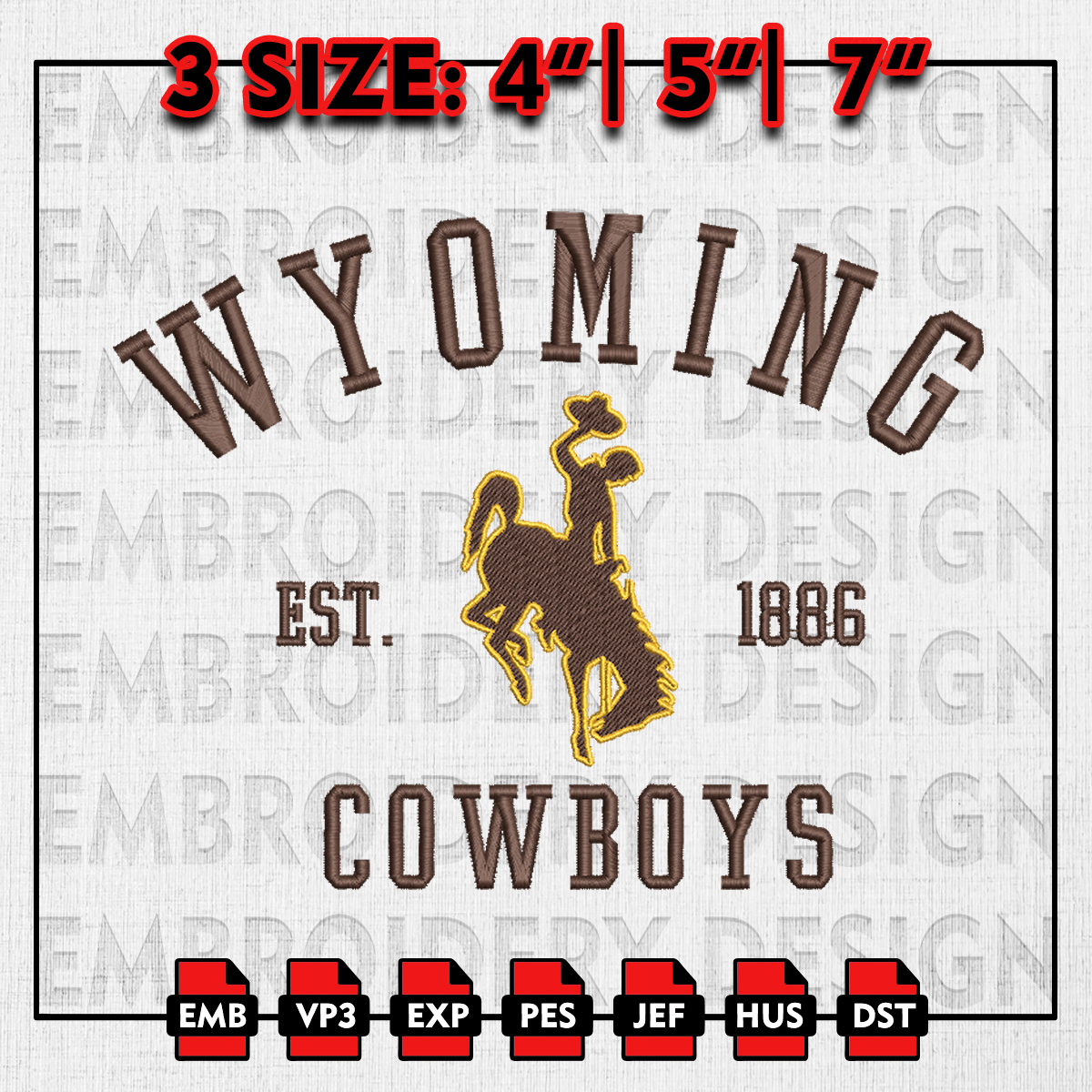 Wyoming Cowboys Embroidery files, NCAA Embroidery Designs, N | Inspire ...