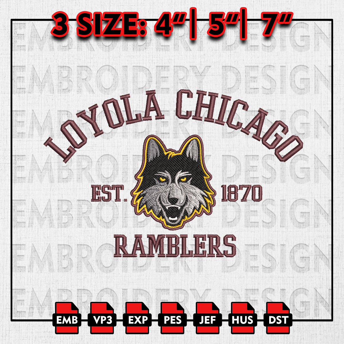 Loyola Chicago Ramblers Embroidery files, NCAA Embroidery De | Inspire ...