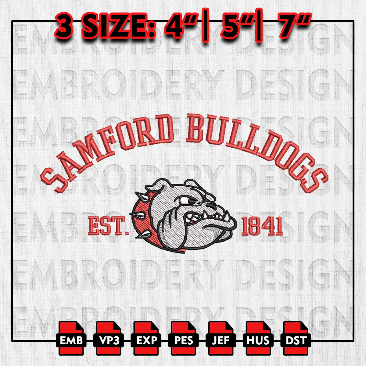 NCAA Samford Bulldogs Embroidery files, NCAA Embroidery Desi | Inspire ...