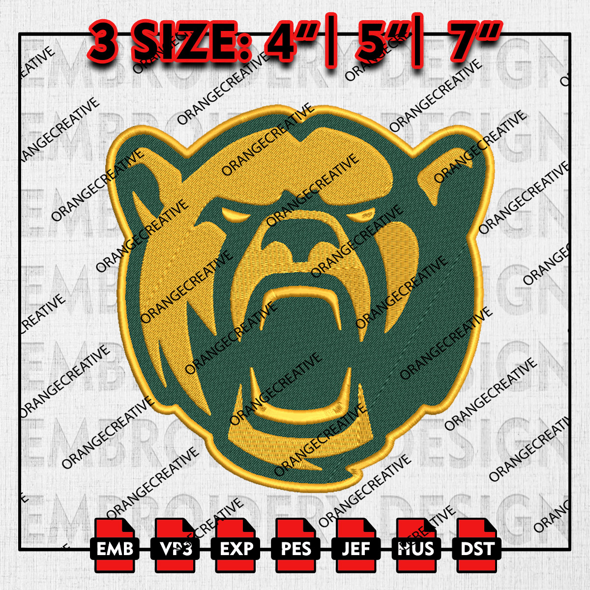 Baylor Bears Logo Embroidery file, NCAA Embroidery Design, B | Inspire ...