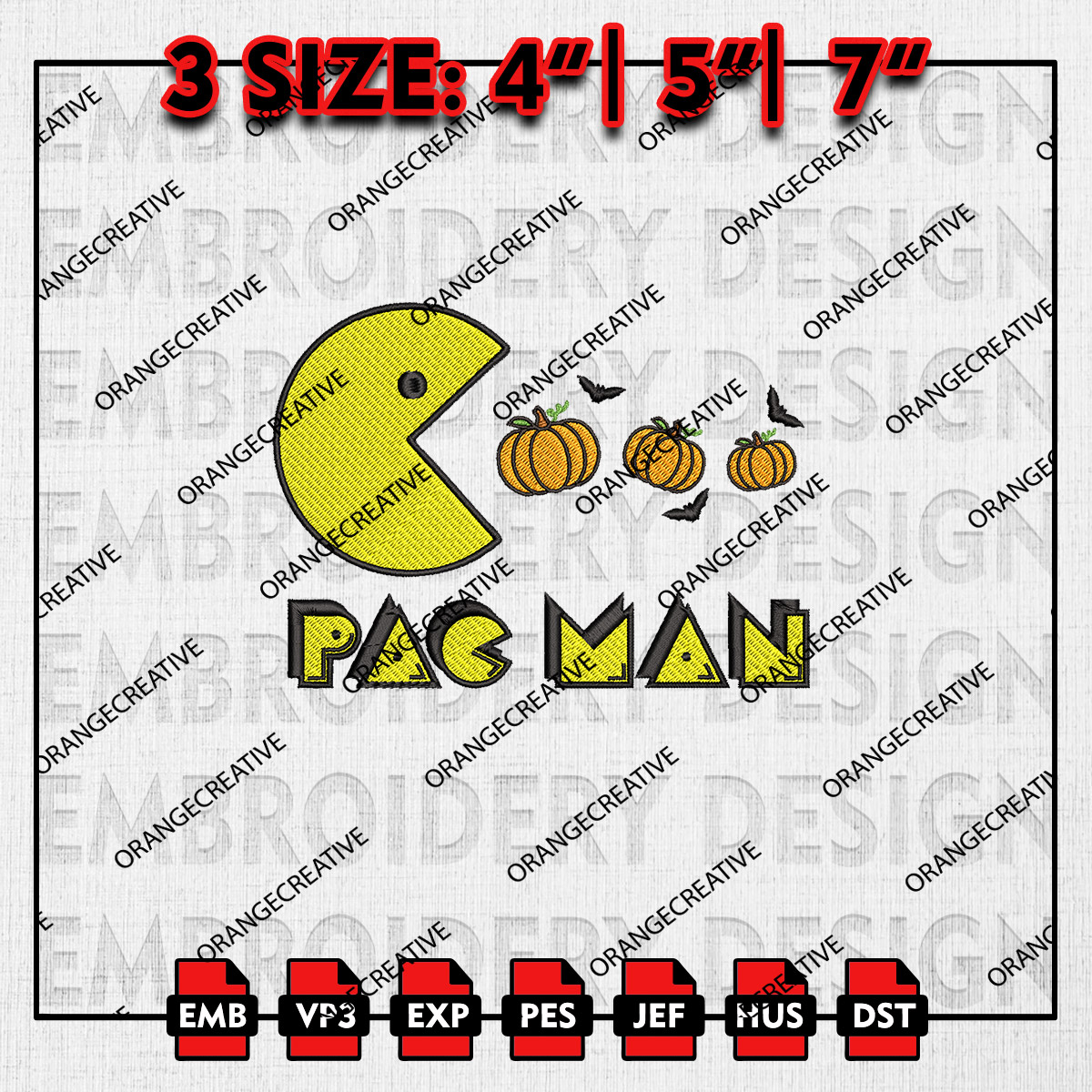 Pac Man Pumpkin Halloween Embroidery files, Halloween Embroi | Inspire ...