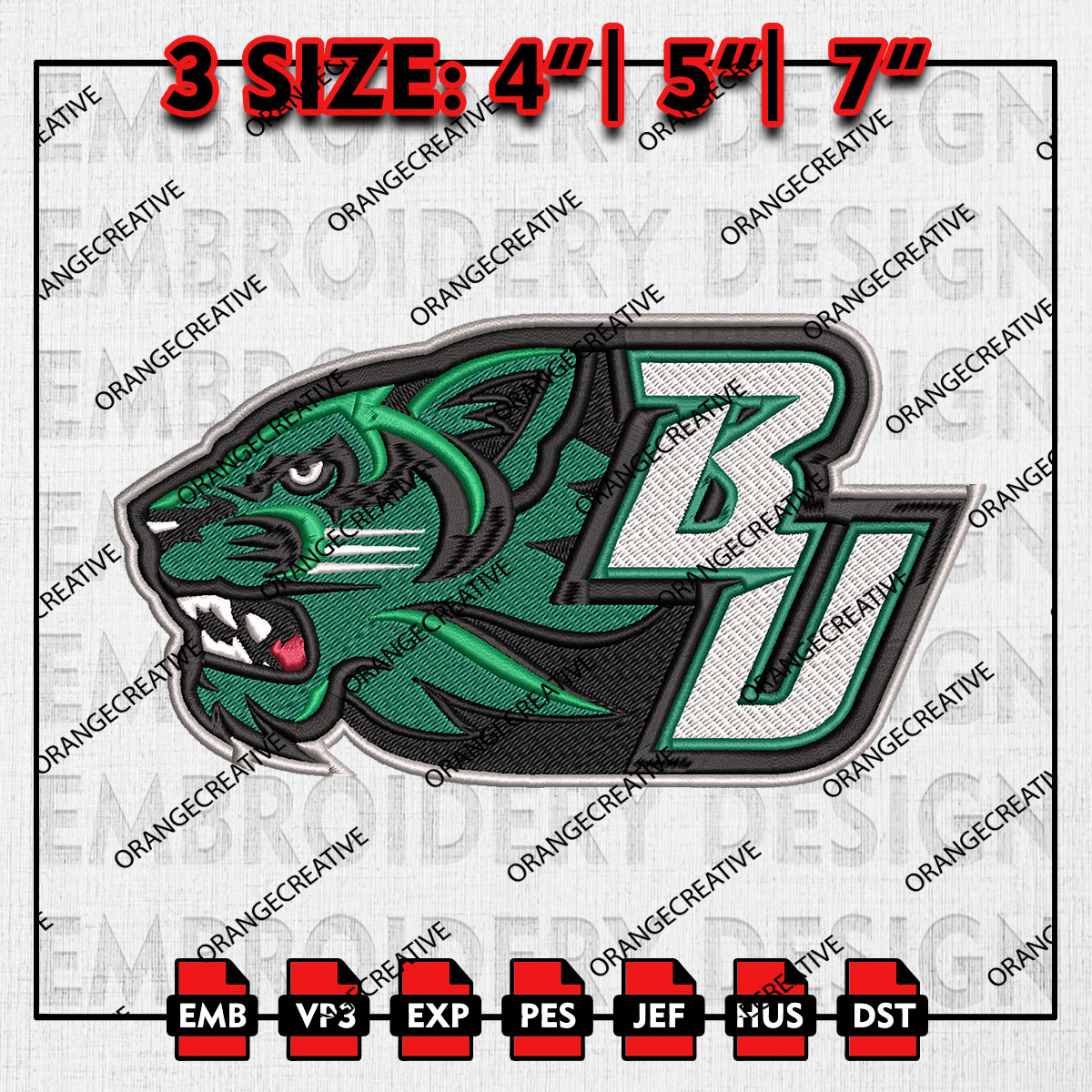Binghamton Bearcats Mascot Logo Emb files, NCAA Embroidery D | Inspire ...
