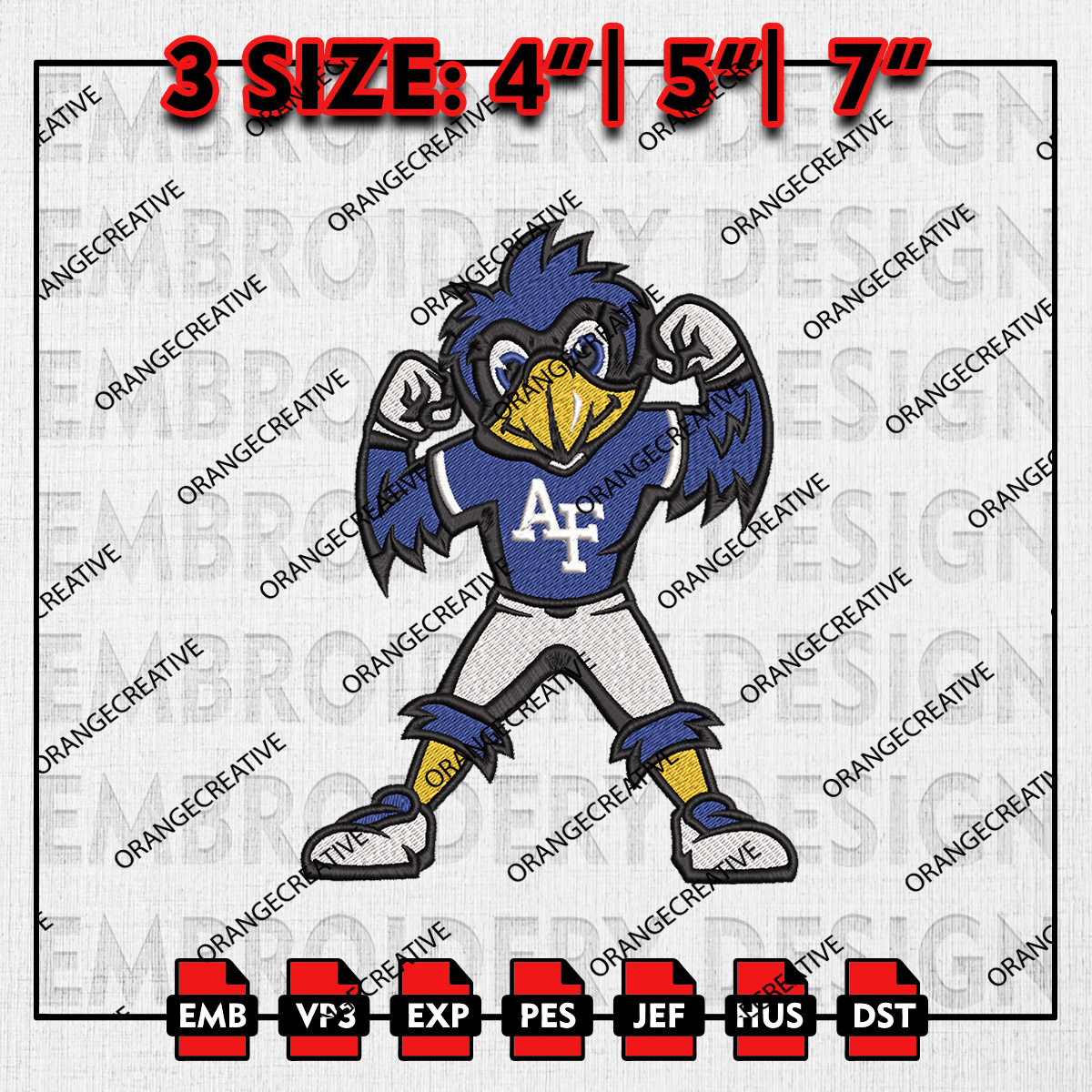 Air Force Falcons Mascot Logo Emb files, NCAA Embroidery Des | Inspire ...