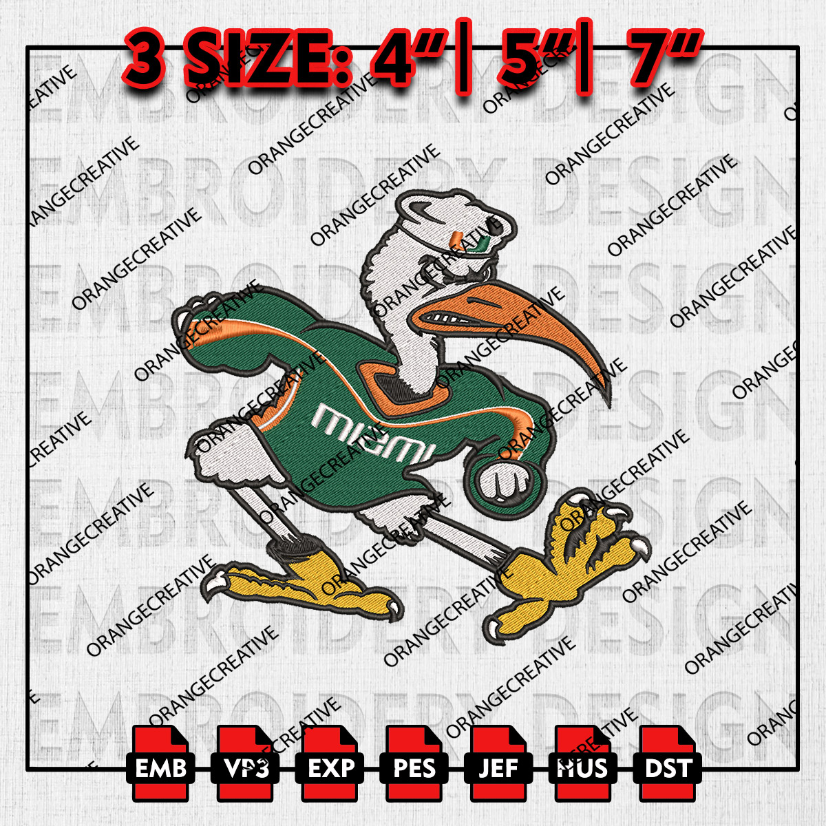 Miami Hurricanes NCAA Logo Emb files, NCAA Embroidery Design | Inspire ...