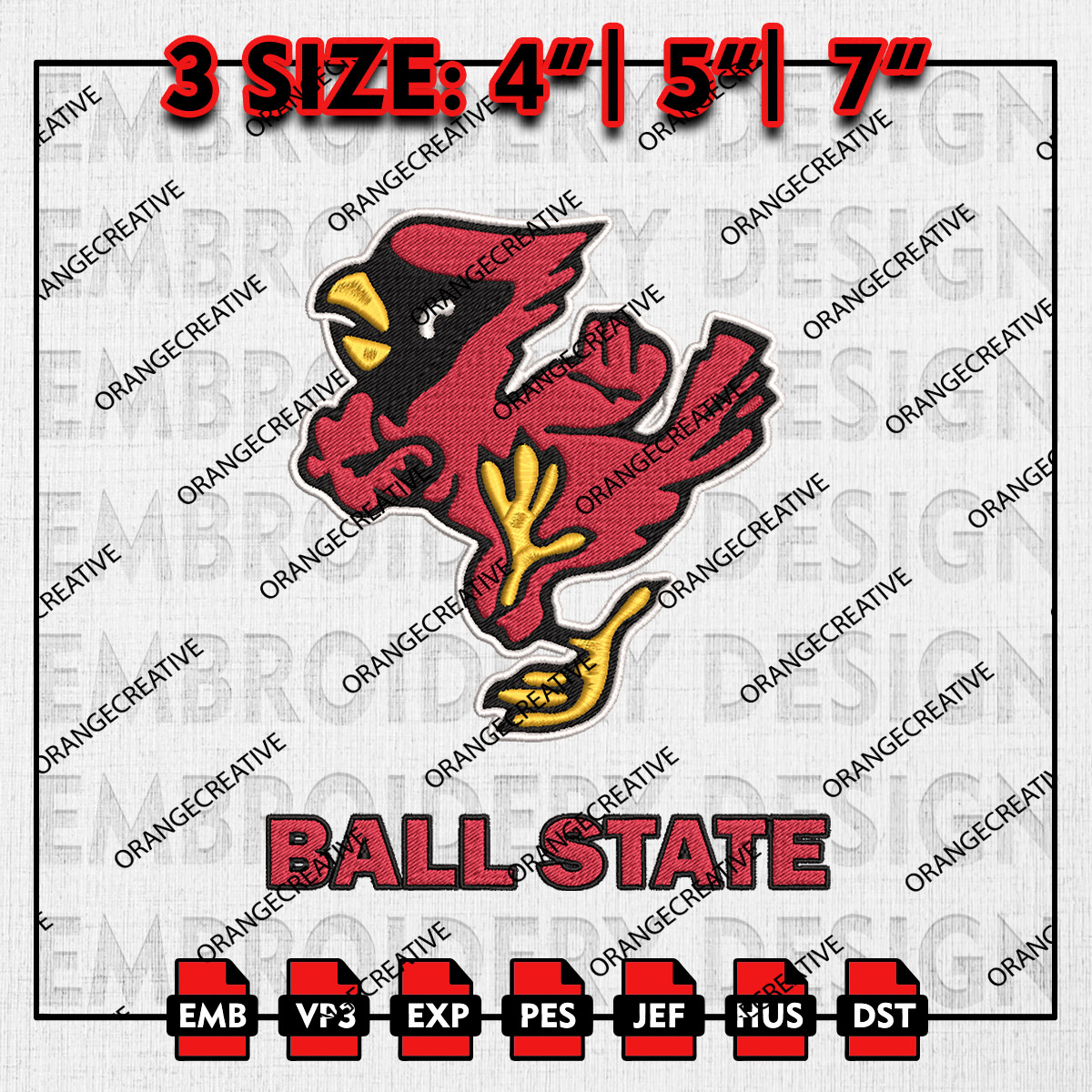 Ball State Cardinals Mascot Logo Emb files, NCAA Embroidery | Inspire ...